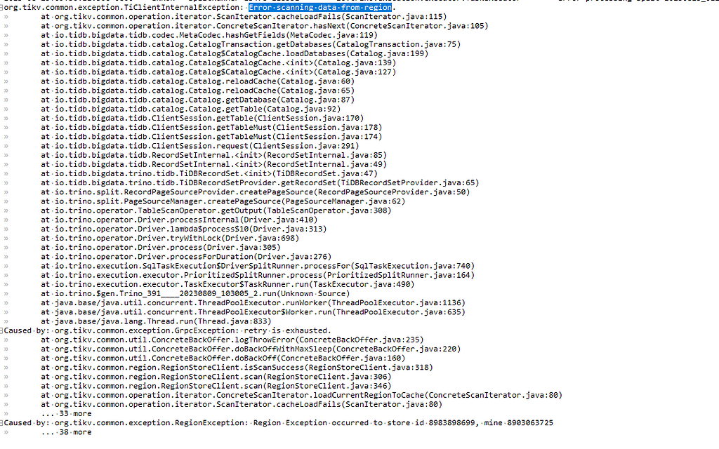 Error scanning data from region when querying data in TiKV - Translated - TiDB Forum