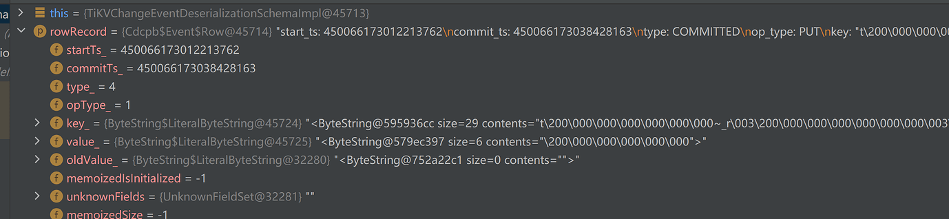 When the Flink TiDB CDC table has a composite primary key, the parsed byte stream is null ...