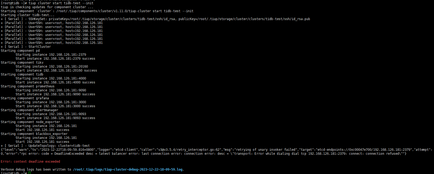 Cluster Startup Error: Error: context deadline exceeded - Translated - TiDB Forum