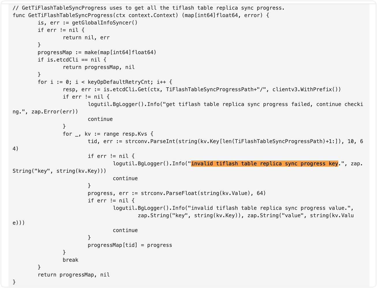 What does "invalid tiflash table replica sync progress key" mean? - Translated - TiDB Forum