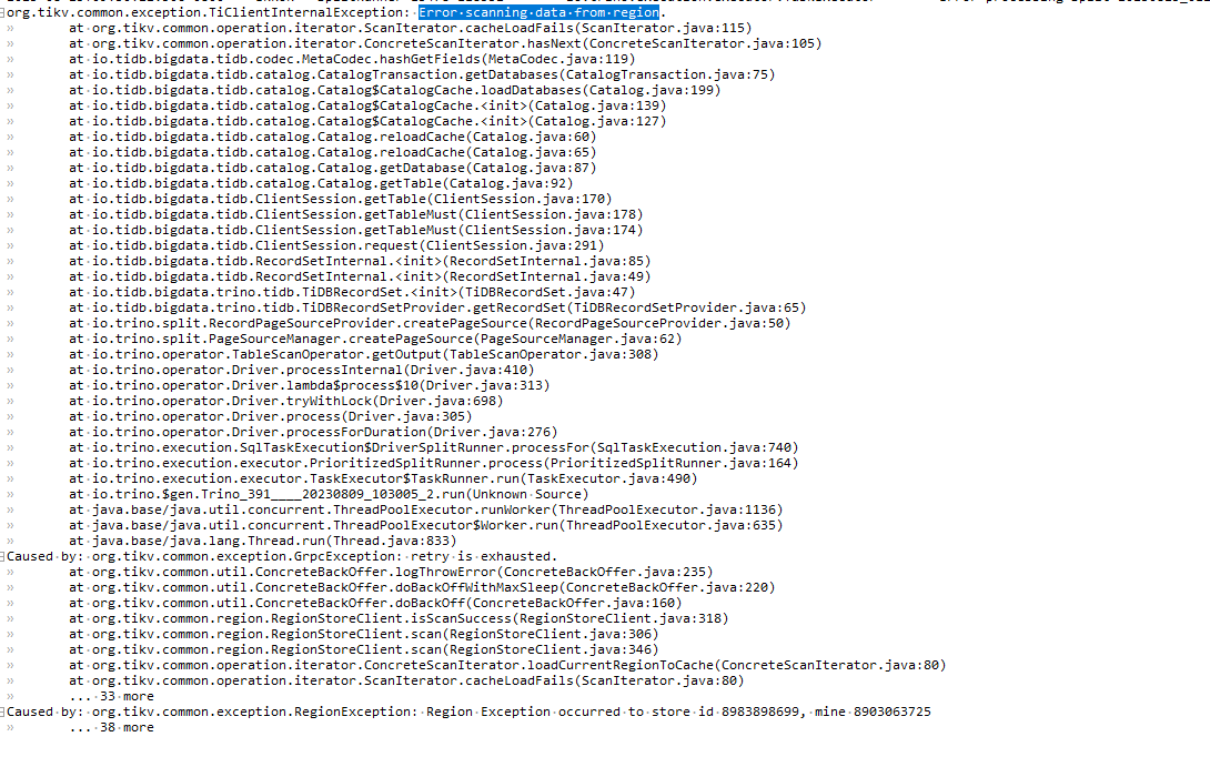 Error scanning data from region when querying data in TiKV - Translated ... Error scanning data from region when querying data in TiKV - Translated ...